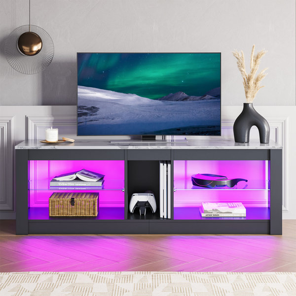 Latitude Run® Roika LED TV Stand for 60 inch TV,Modern Gaming TV ...