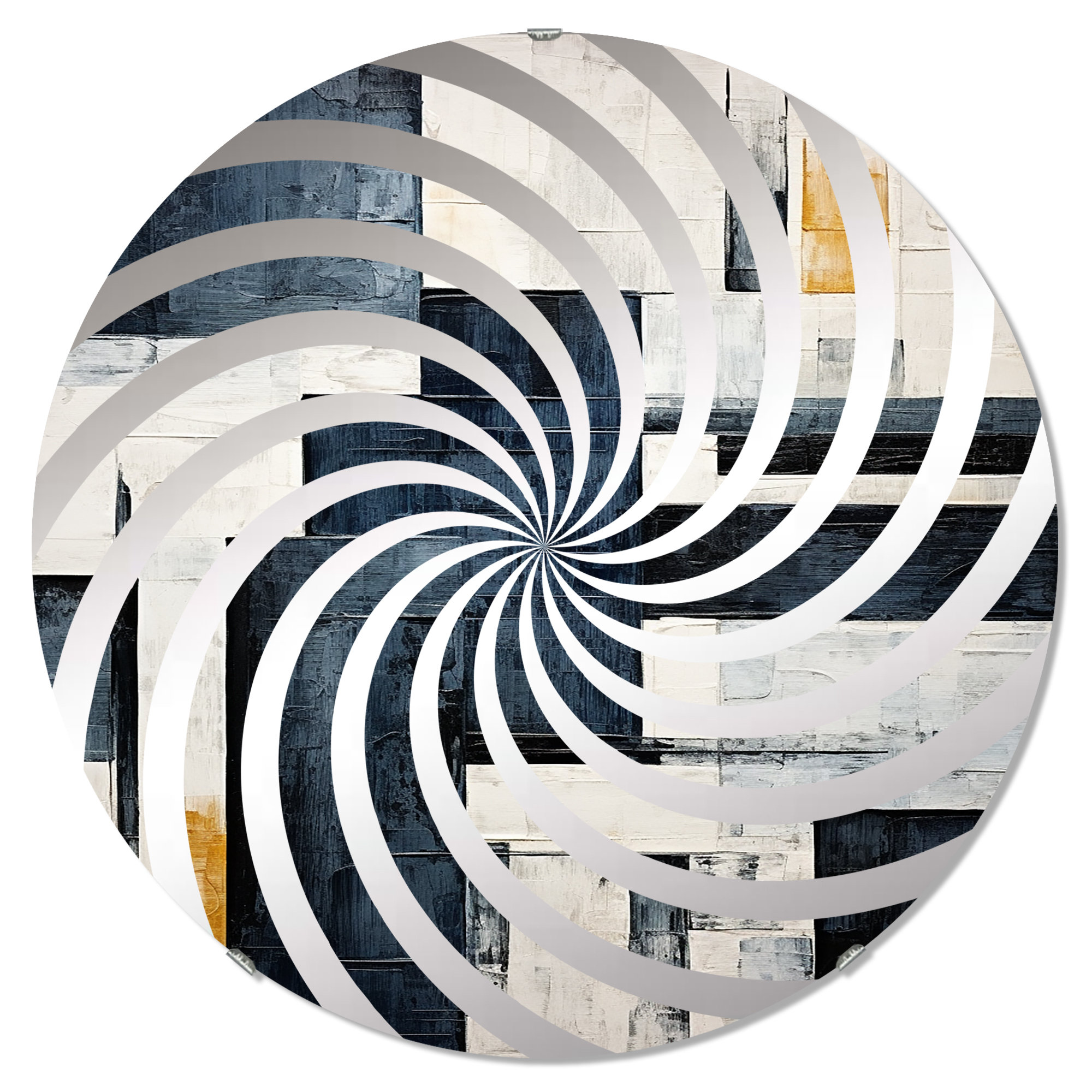 East Urban Home Indigo Illusion Abstract Shapes VI - Vortex Decorative ...