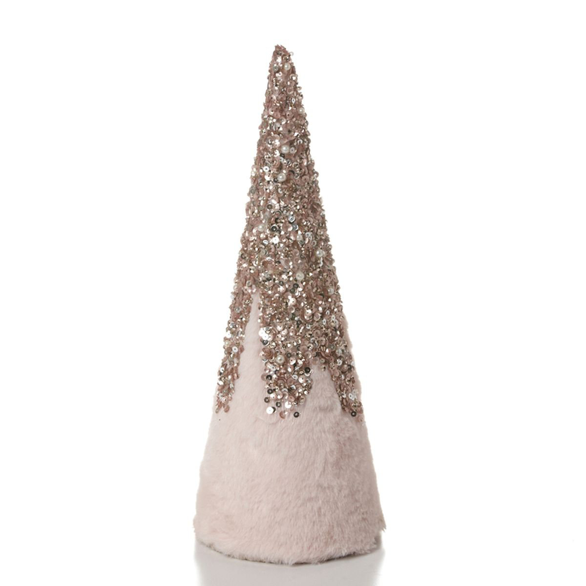 The Holiday Aisle® Fuzzy Fur and Sequins Cone Shaped Christmas Tabletop ...