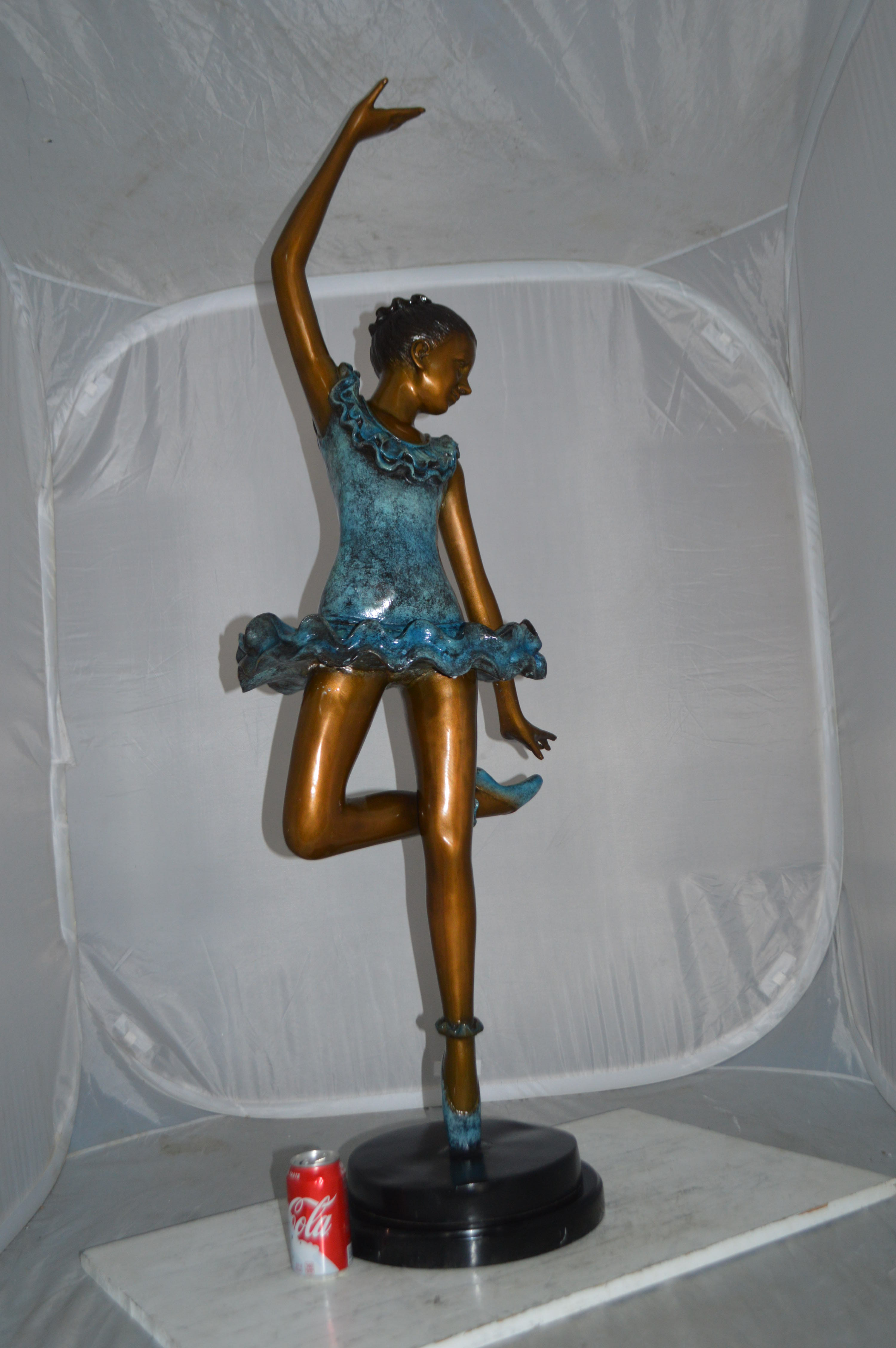 Red Barrel Studio® Ballerina Lifting Her Leg Bronze Statue - Size: 20"L ...