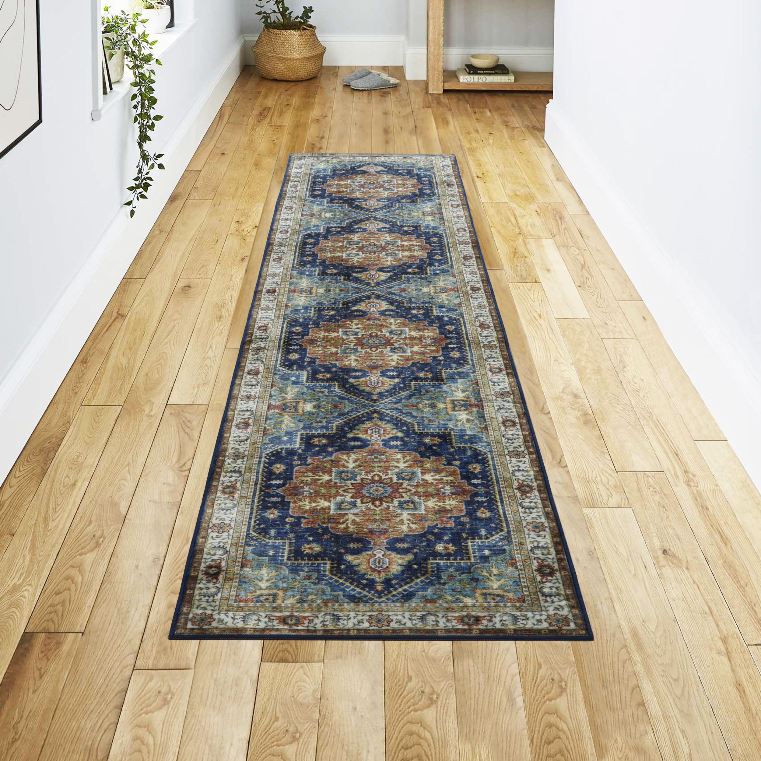 Union Rustic Printed Chenille Rugs Area Rug with Non-Slip Backing ...