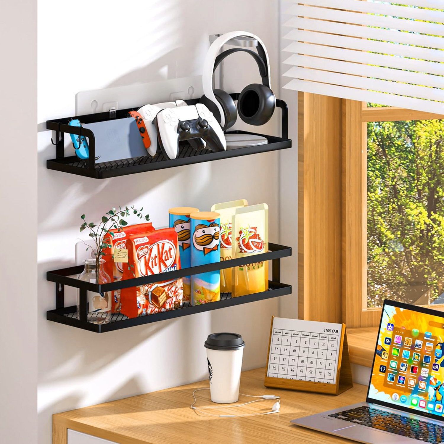 LGHM 2 Packs Hanging Storage Baskets Organizer Wall Mount, Metal Wire ...