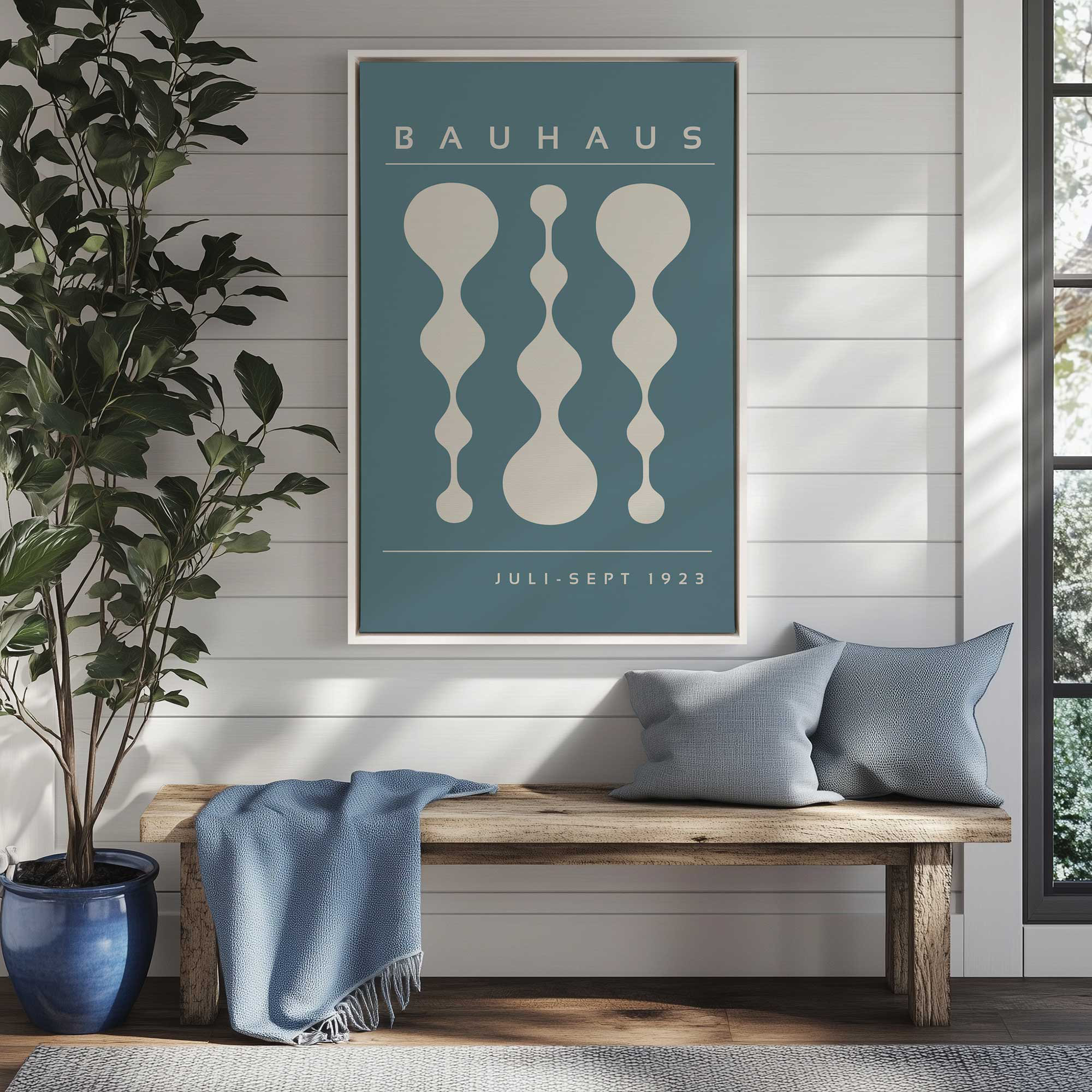 George Oliver Strom Blue Retro Bauhaus Poster II Canvas Print in a ...