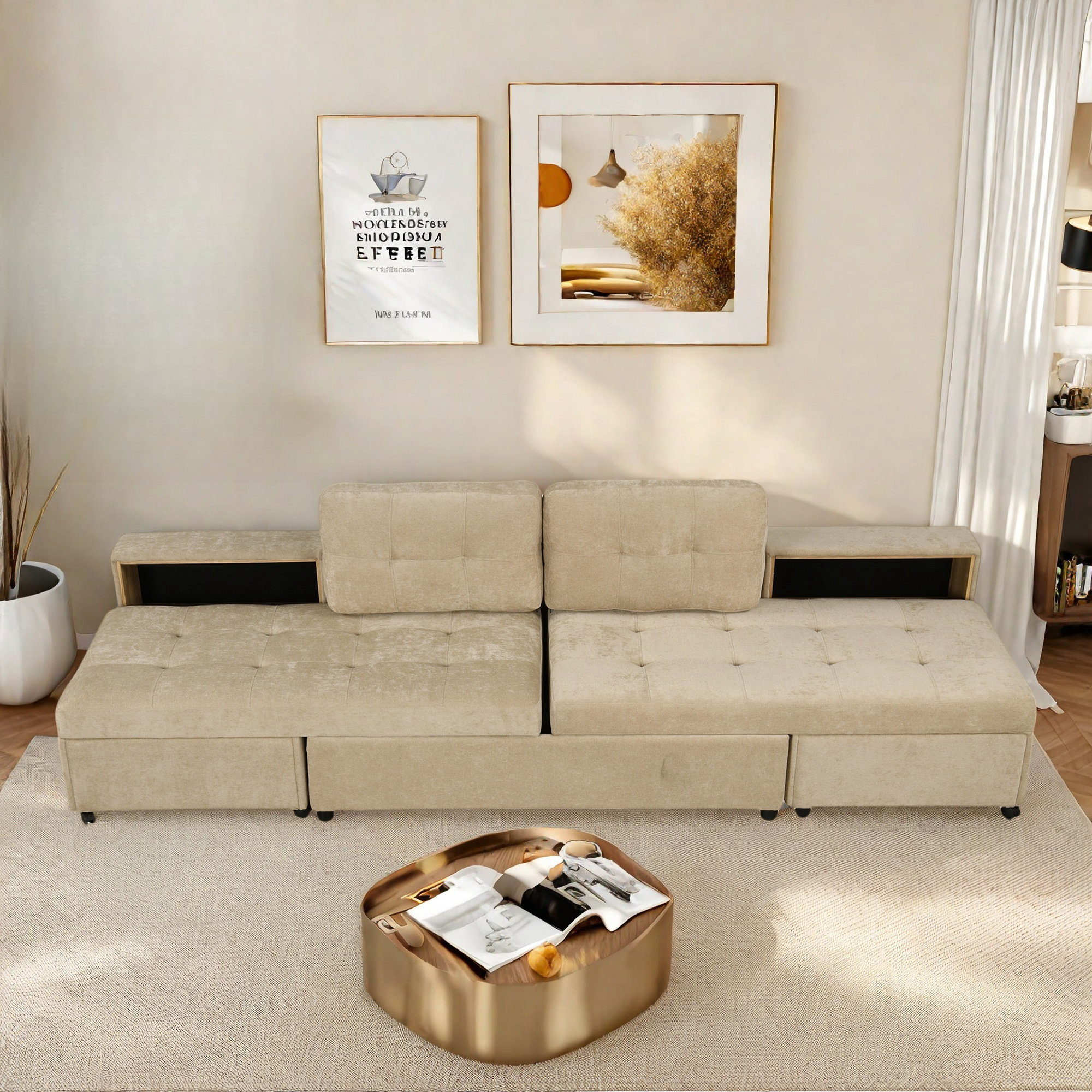 Latitude Run® Versatile Free-combined Modular Sofa With Two Storage ...