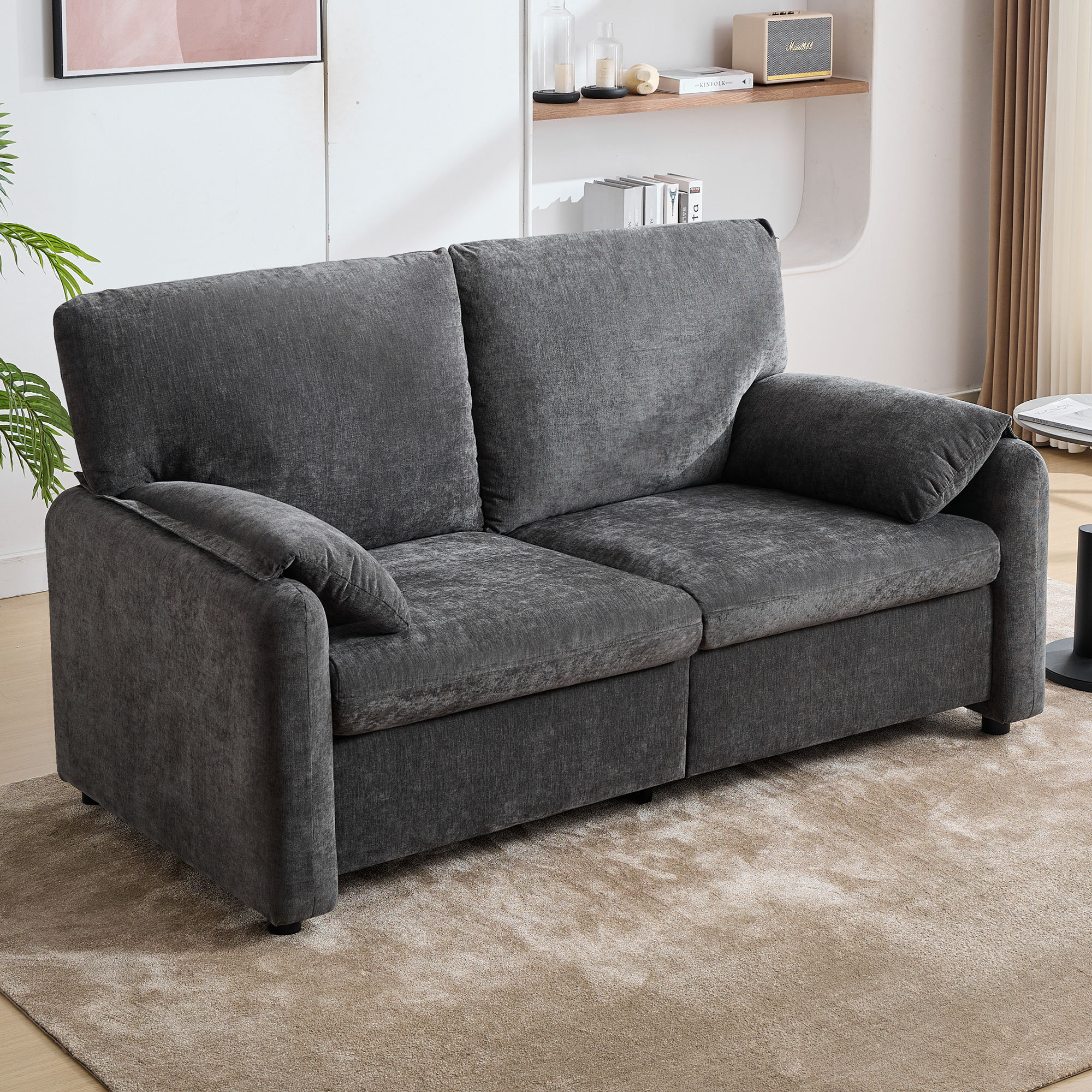 Ebern Designs Jax Chenille Upholstered 2-Seater Sofa with Down-Filled ...