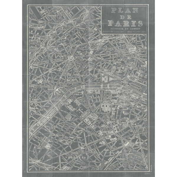 17 Stories Blueprint Map Paris Grey - Wayfair Canada