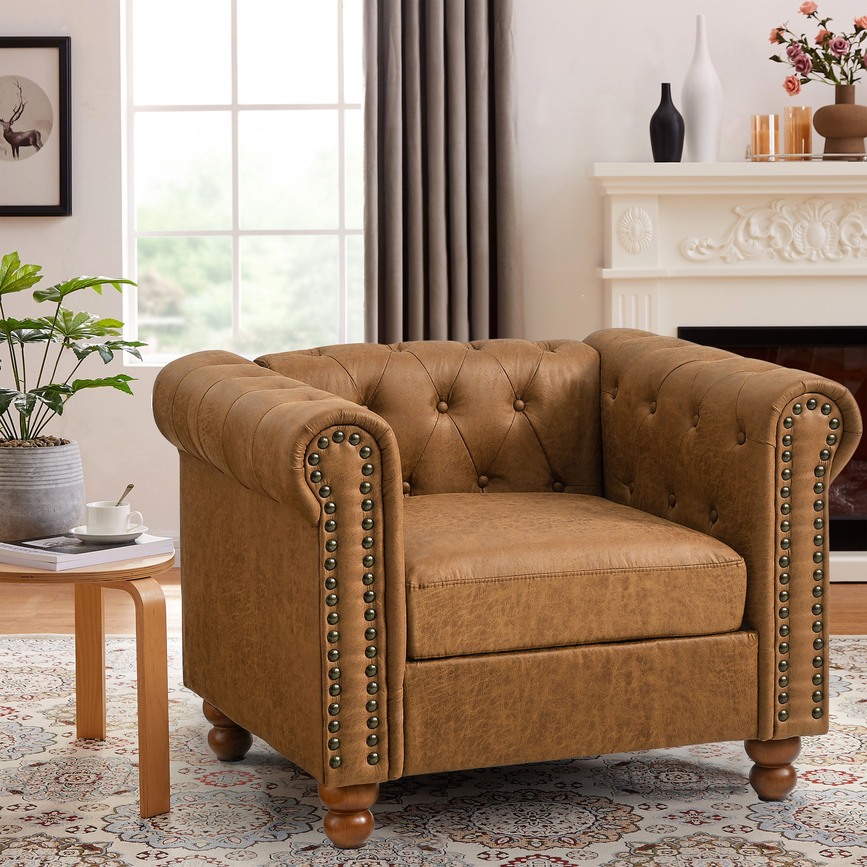 Williston Forge Jhosep Vegan Leather Chesterfield Chair & Reviews | Wayfair