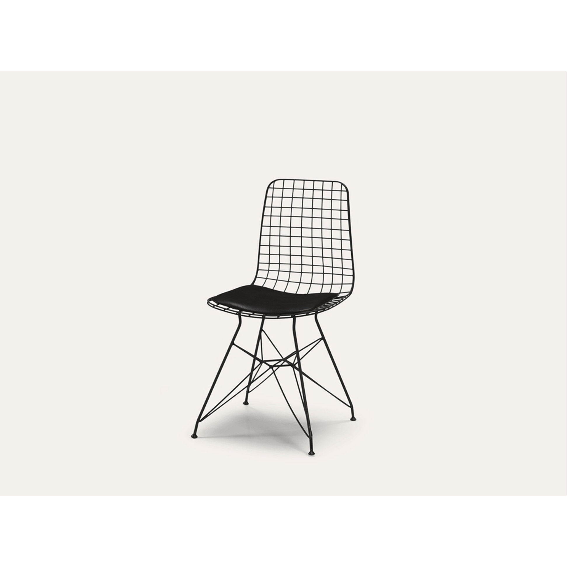 George Oliver Ergonomic Wire Dining Chair With Black Metal And Leather ...