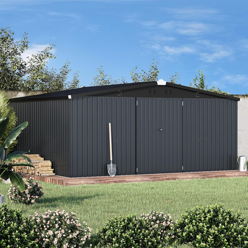 AECOJOY 14' X 12' Shed Outdoor Metal Storage & Reviews | Wayfair