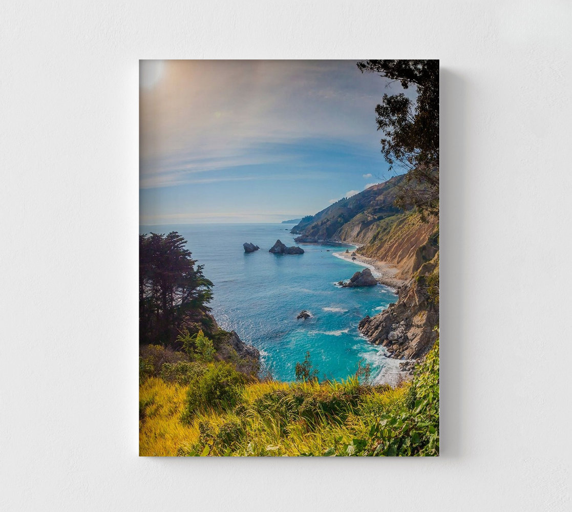 WeFrameArt Cliff Wall Art Print, Framed Rocky Cliff Poster, Ocean Cliff ...