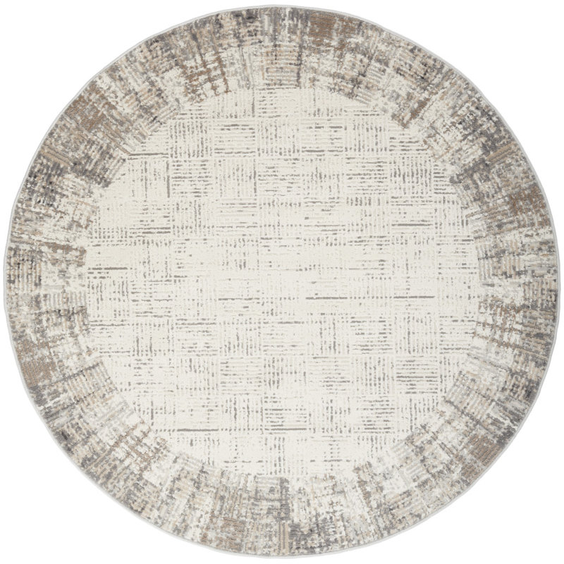 HomeRoots 5' Ivory Abstract Round Rug | Wayfair