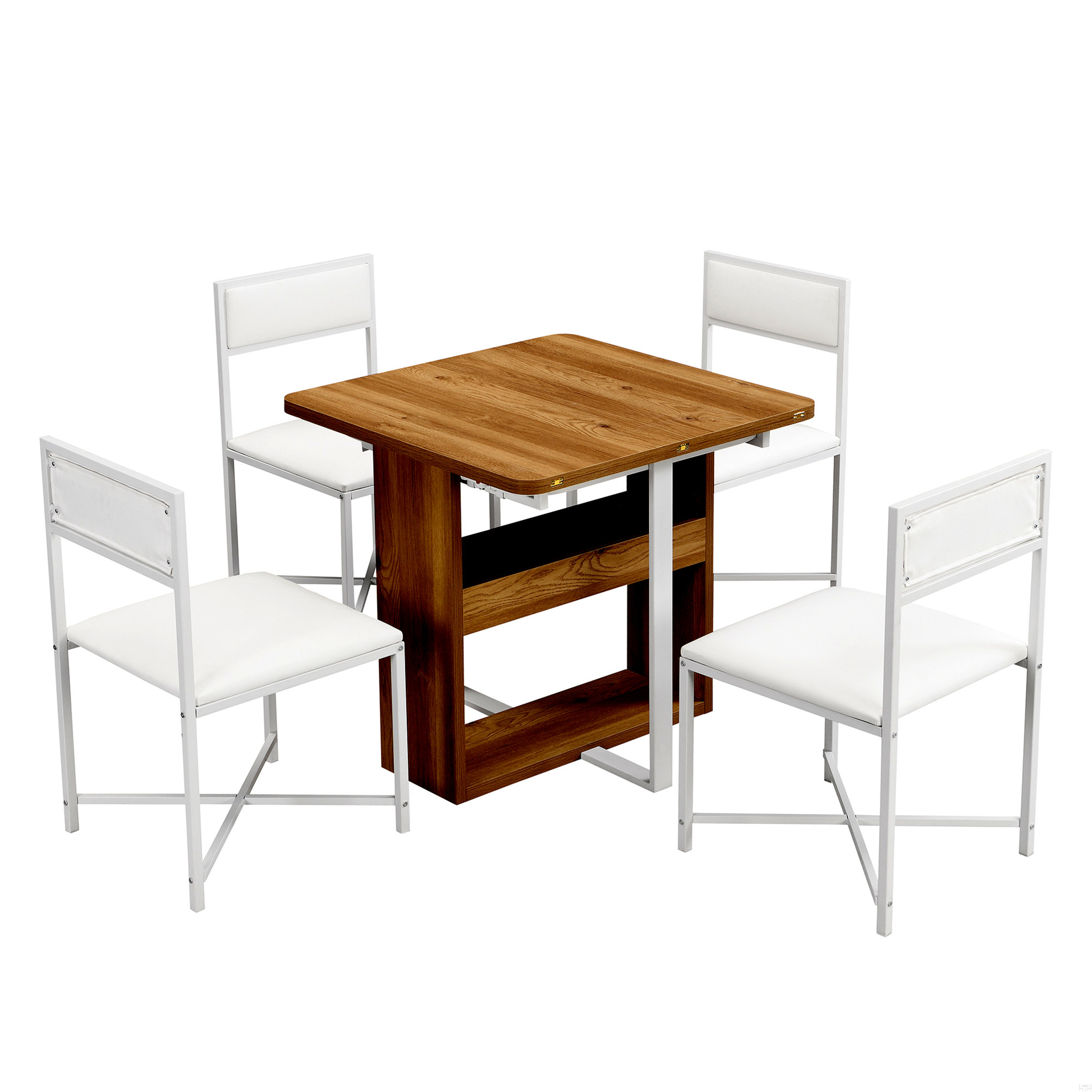 Ophelia & Co. 5-Piece Extendable Dining Table Set, Foldable Square ...