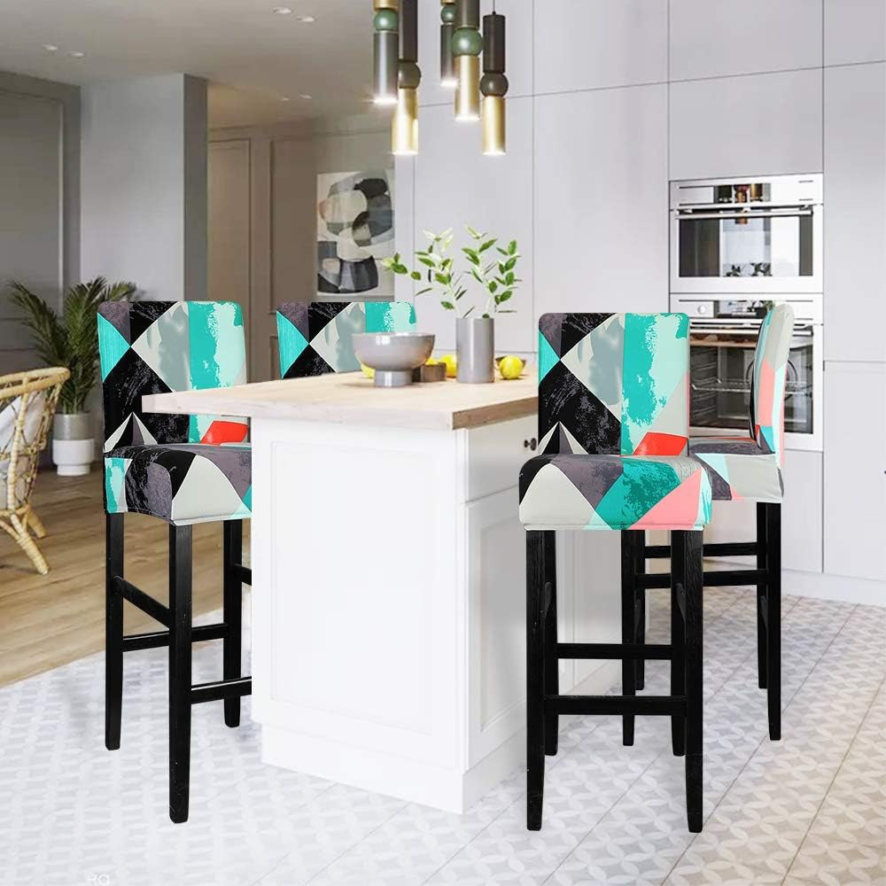 Orren Ellis Jacquard Bar Chair Stool Cover - 4 Pack Stretch Chair ...