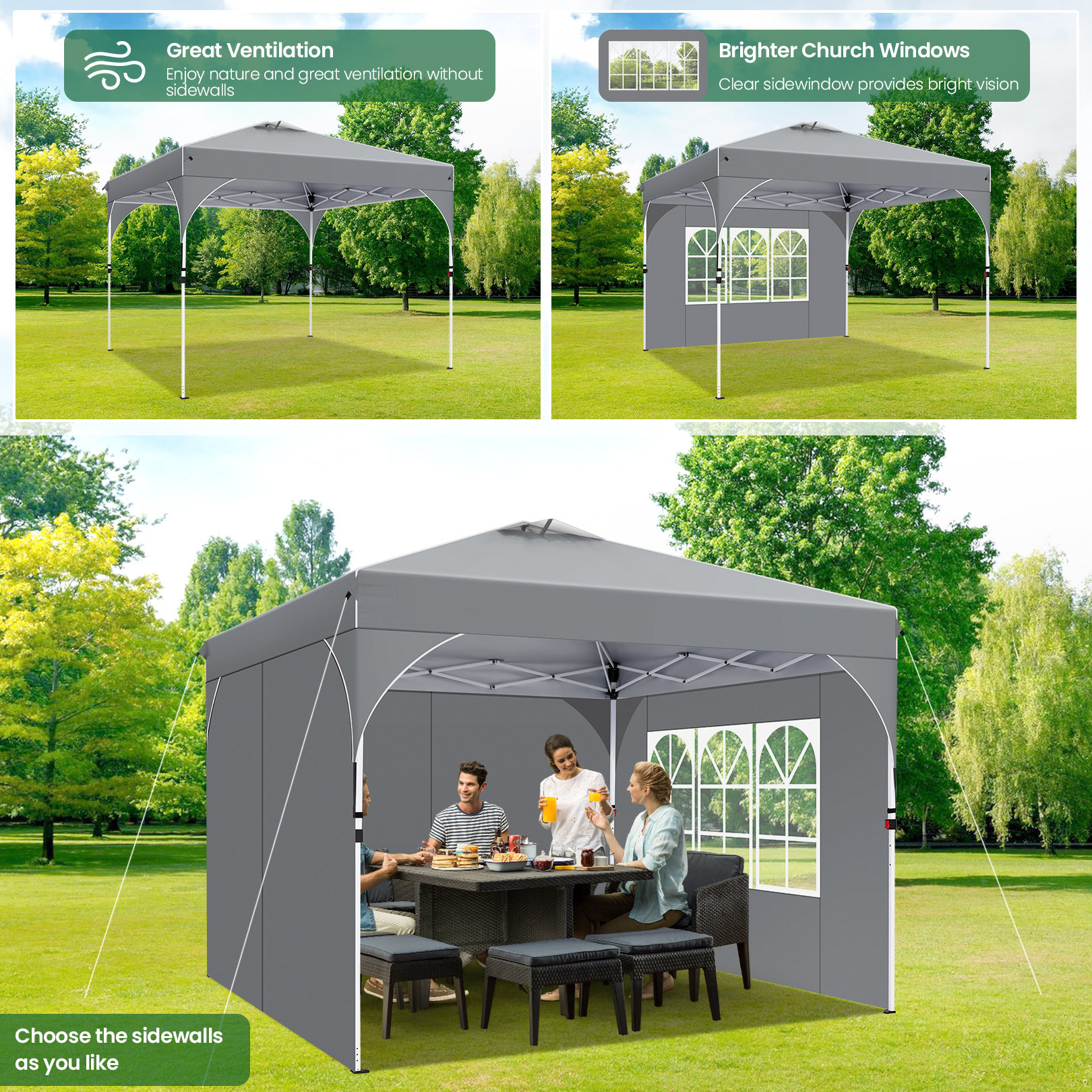 TOOLUCK 10x10 Pop up Canopy Tents for Parties Outdoor Canopy One Push ...