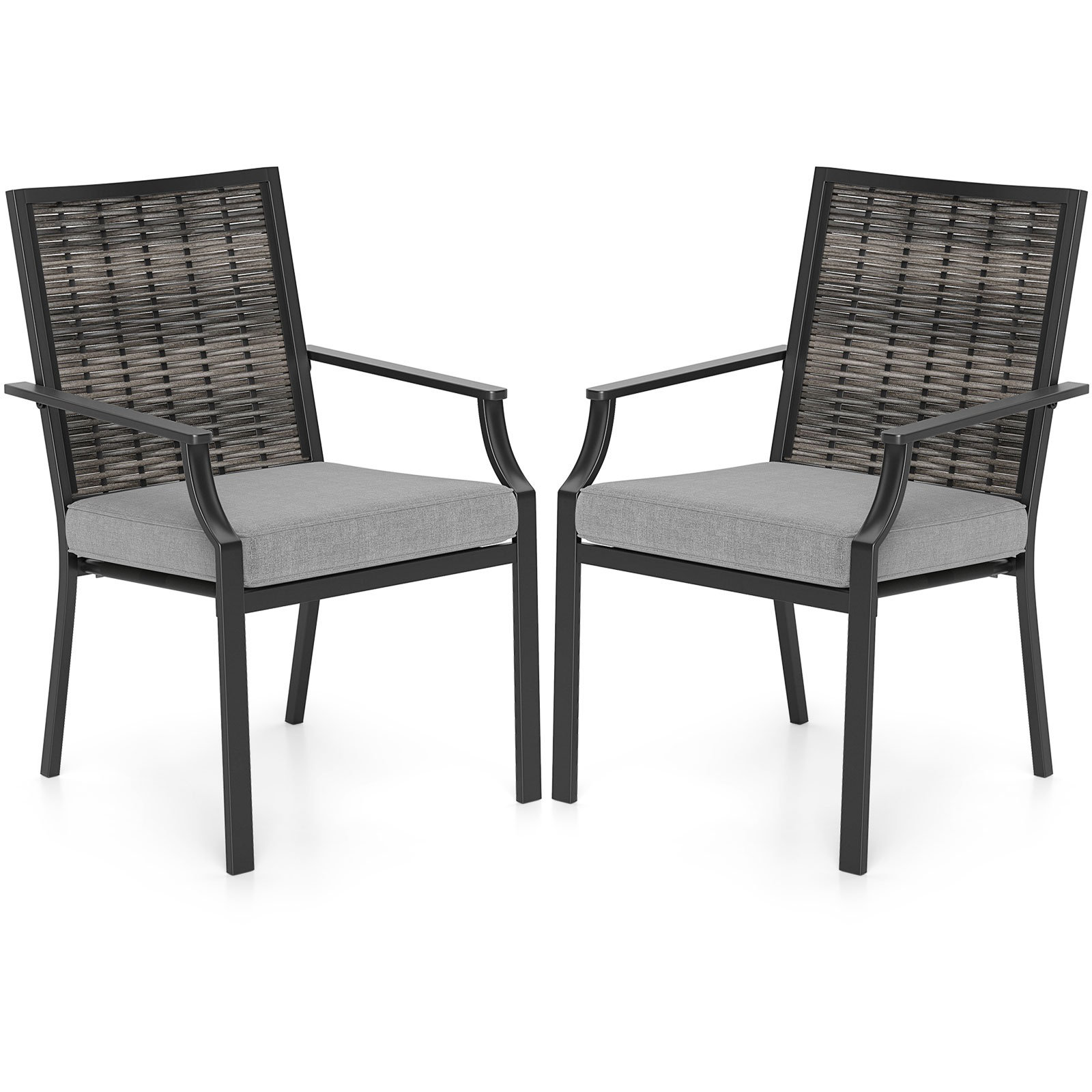 Latitude Run® Patio Wicker Chairs Set Of 2 Stackable Armchairs With ...