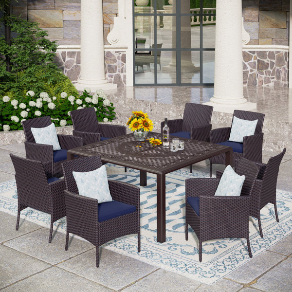 Lark Manor Asfand 8 - Person Square Outdoor Dining Set with Cushions ...