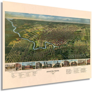 HISTORIC PRINTS HISTORIX Vintage 1891 Houston Texas Map - 18X24 Inch ...