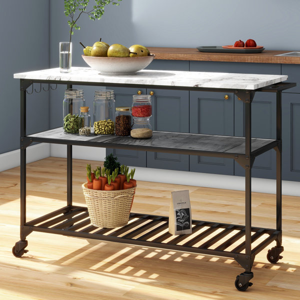 Williston Forge Jhamari Iron Kitchen Island with Locking Wheels ...