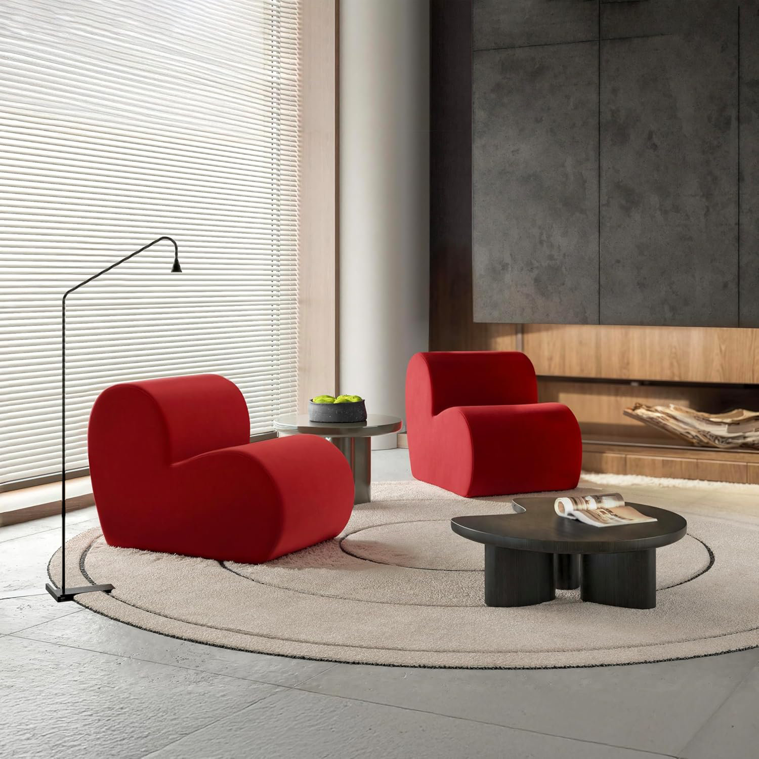 Mercer41 Red Velvet Heart Chair Upholstered Accent Chair Slipper Chair ...