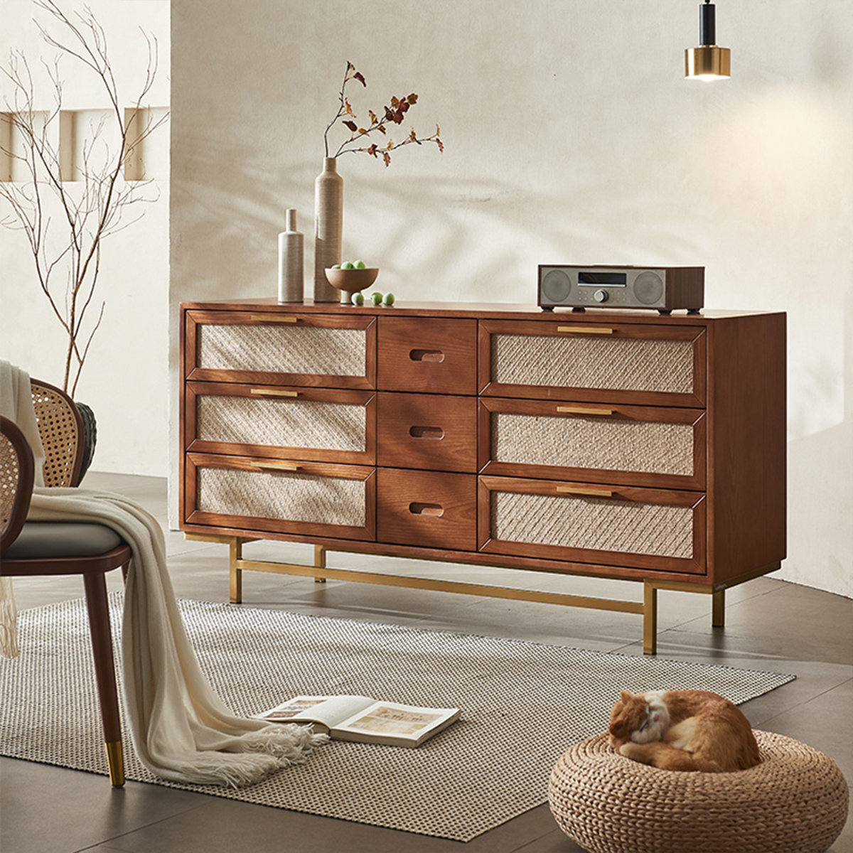 Refineroost Retro Solid Wood and Wicker Sideboard - Wayfair Canada