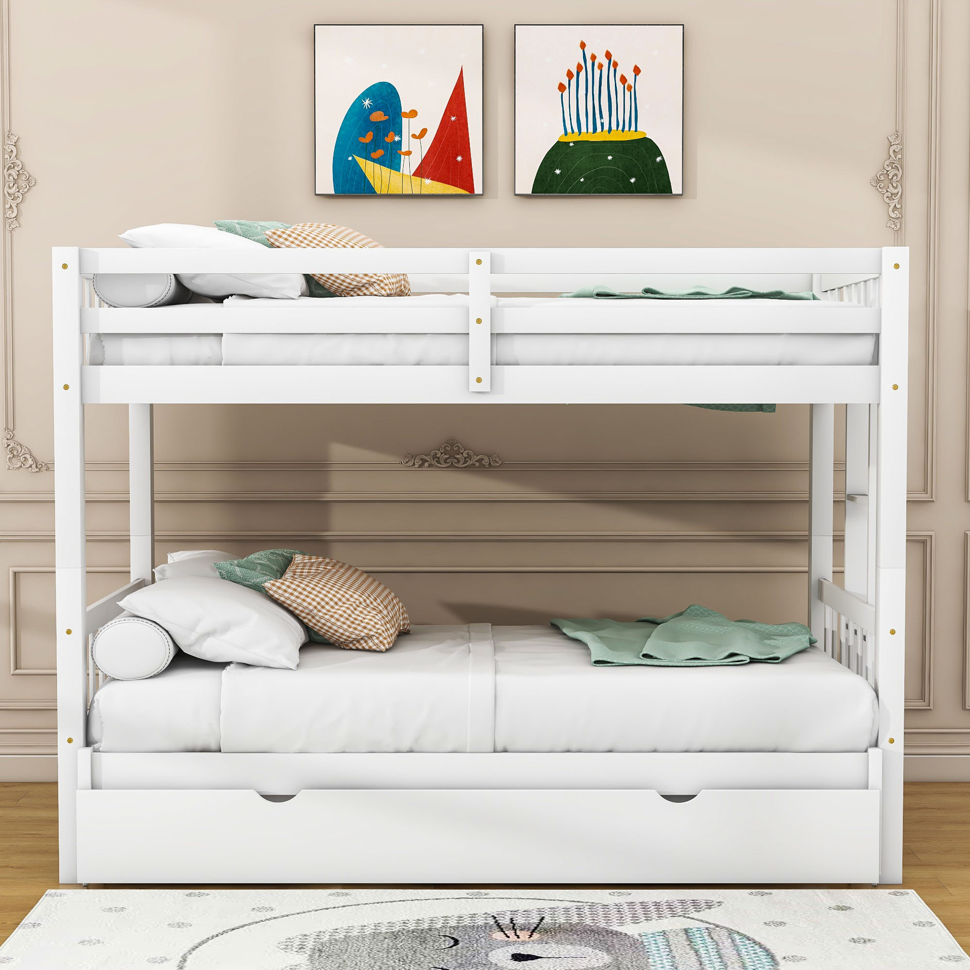 Harriet Bee Twin Over Twin/King Wooden Convertible Bunk Bed With Twin ...