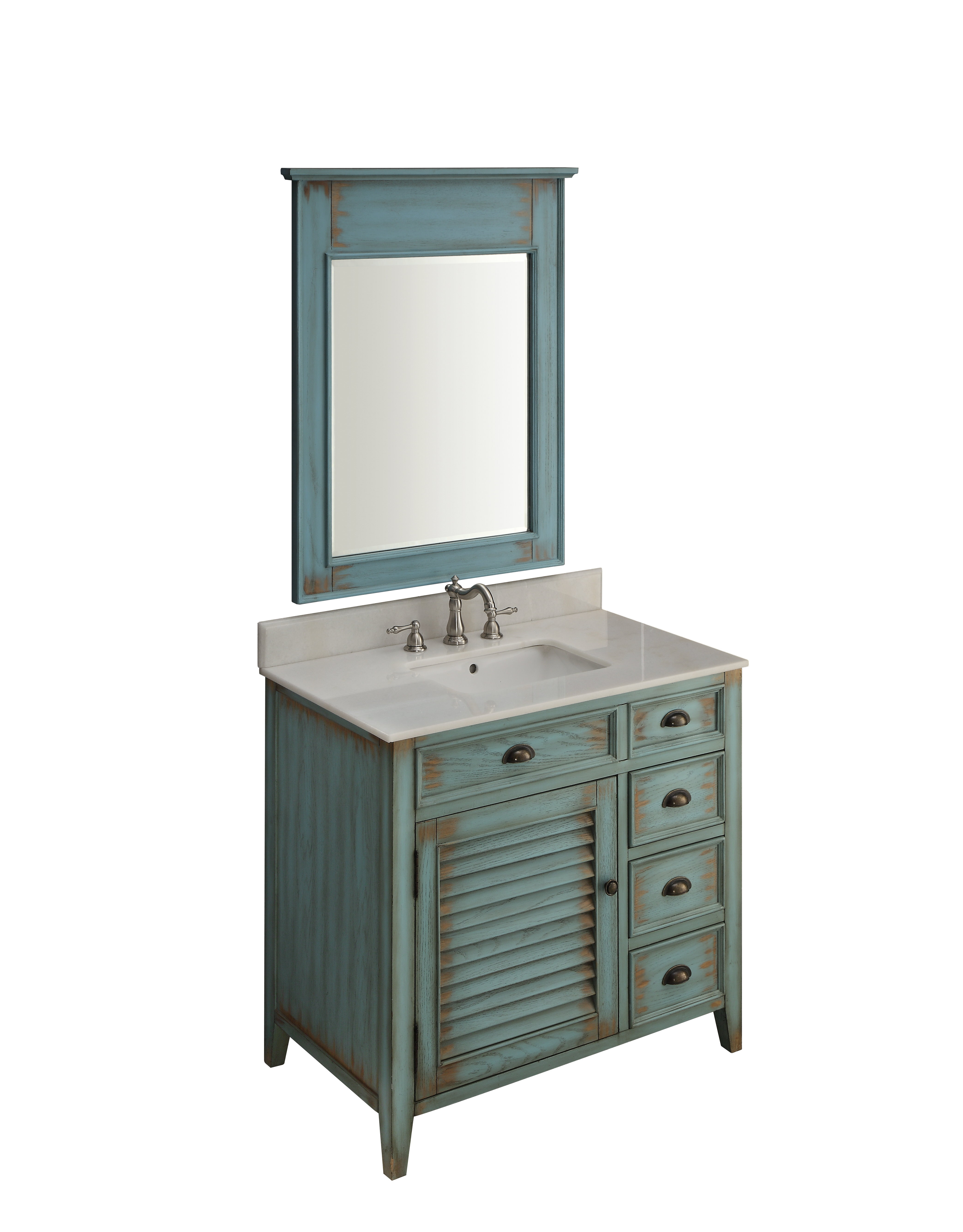 Rosecliff Heights Snell 36" Single Bathroom Vanity Set with Mirror ...