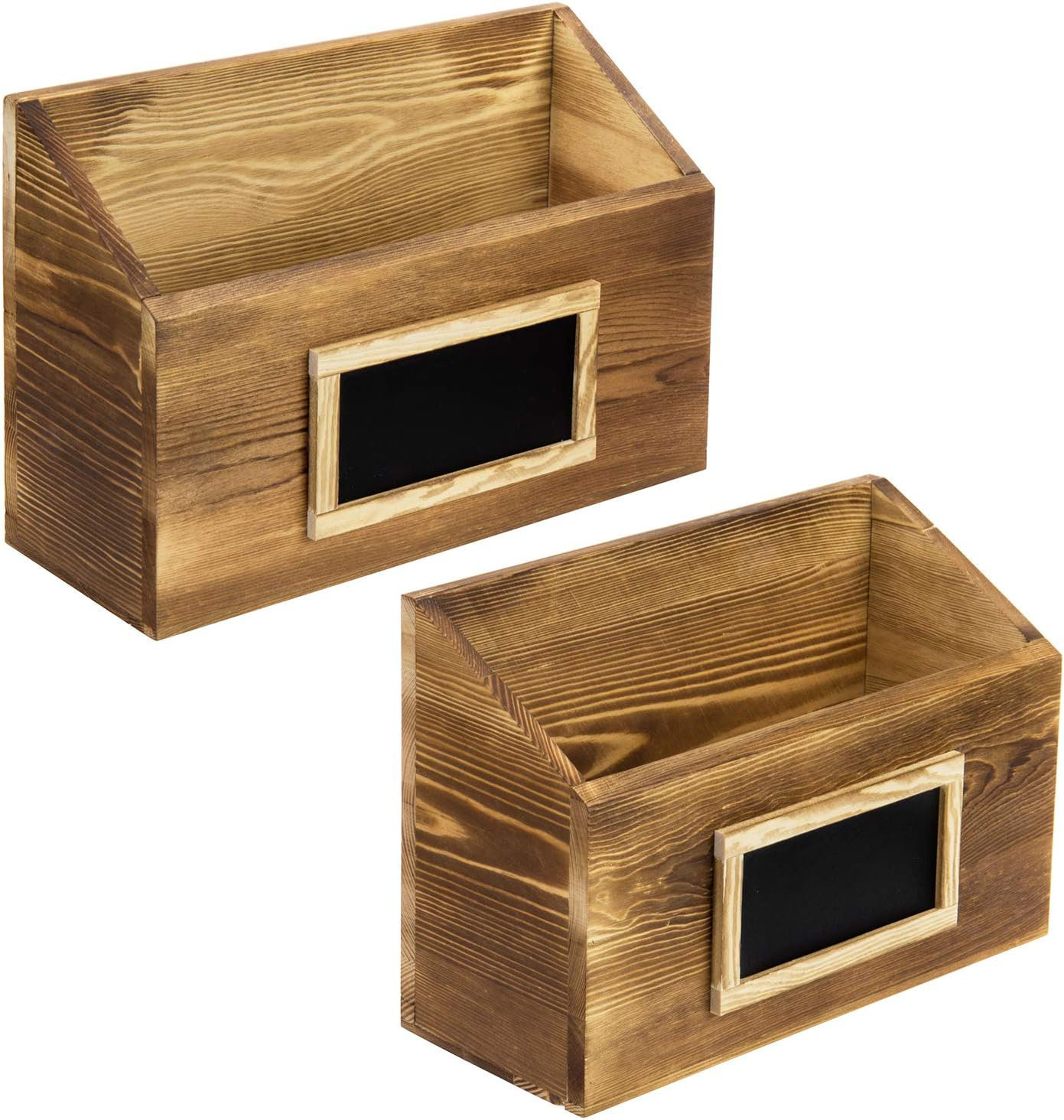 Loon Peak® Rustic Burnt Wood Wall Mounted Mail, File & Magazine Holder ...