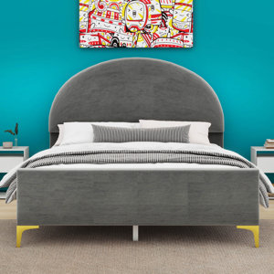 Mercer41 Full Size Upholstered Platform Bed With Classic Semi-Circle ...