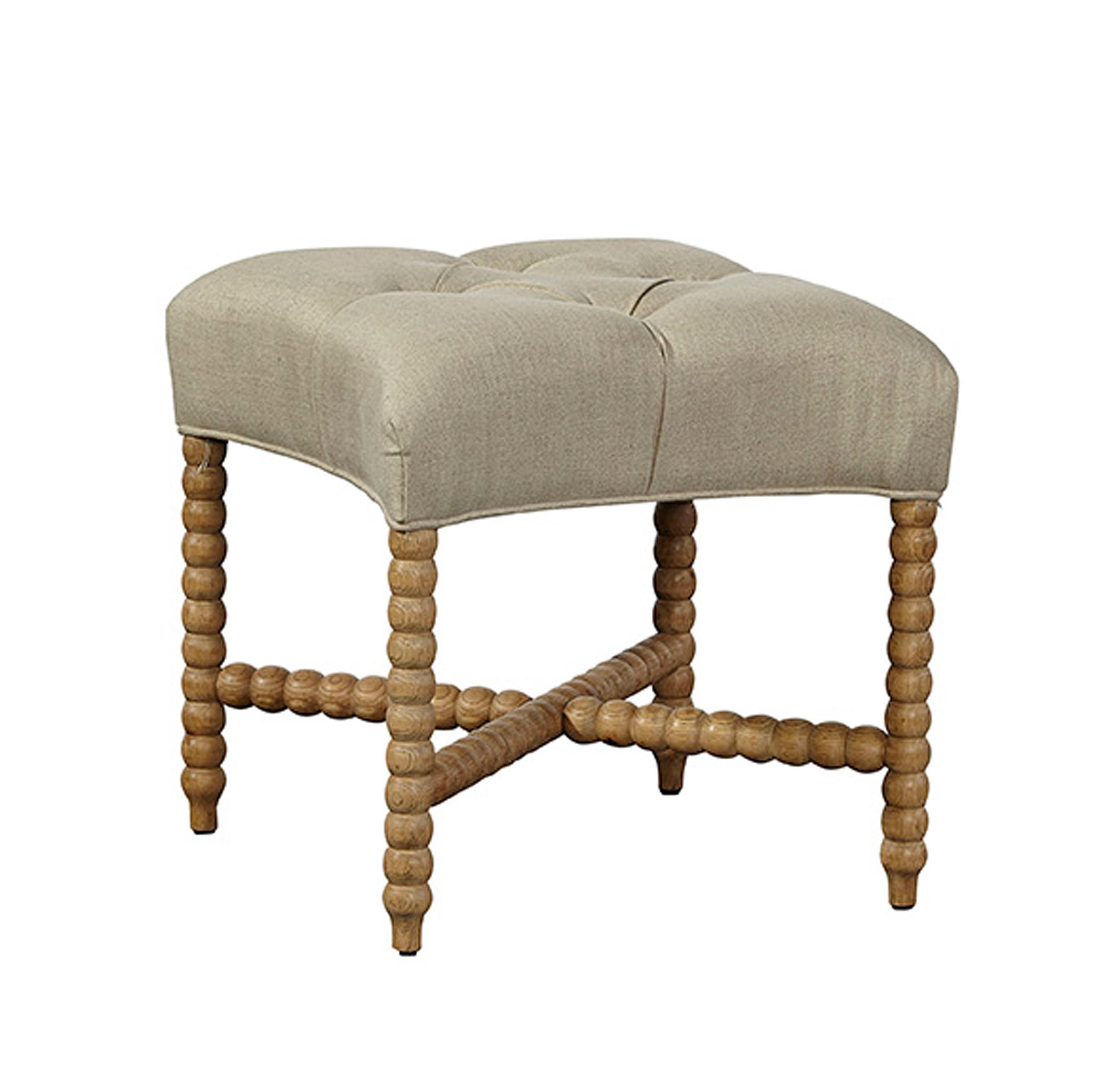 Bungalow Rose Saxmundham Tufted Linen Accent Stool & Reviews | Wayfair