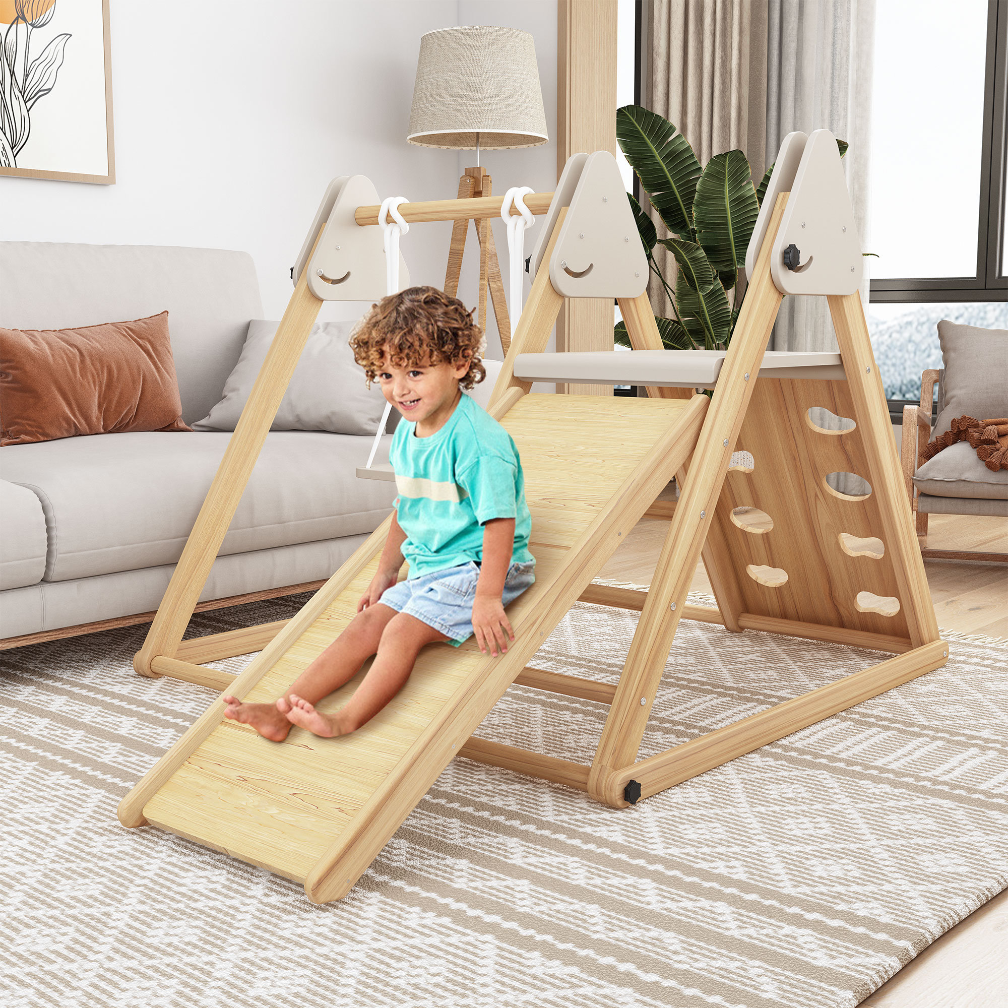 Benarita Triangle Climbing Frame, Wooden Climber with Swing & Reviews | Wayfair