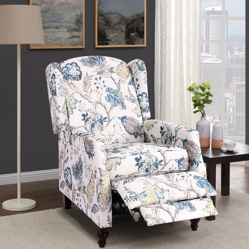 Alcott Hill® Damar 26.5" Floral Print Upholstered Recliner, Manual ...