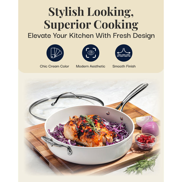 Gotham Steel Naturals Cream Ultra Nonstick Ceramic 5.5 Qt Jumbo Cooker ...