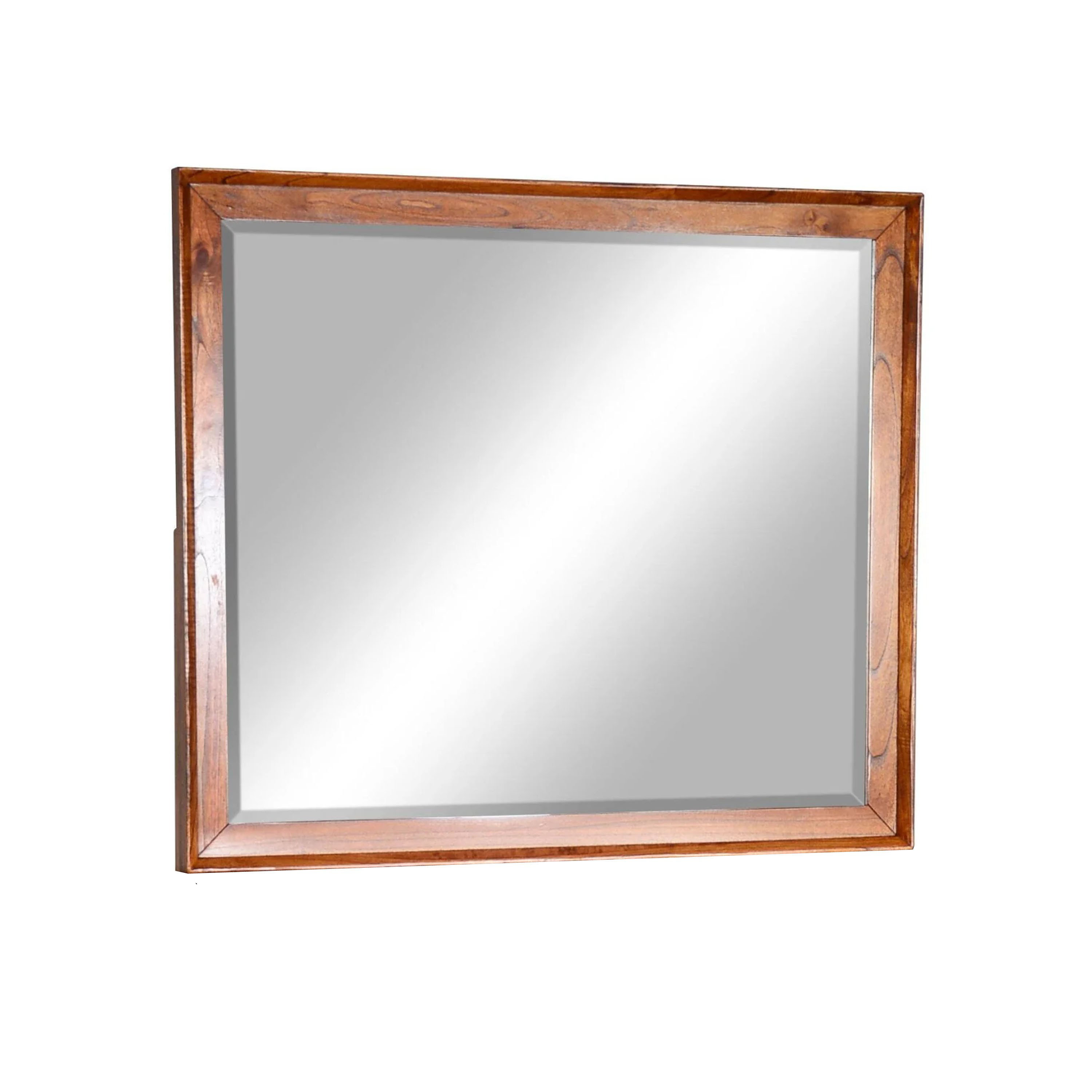 Benjara Amy Vanity Dresser Mirror, 36 X 42 Rustic Mahogany Wood Frame ...