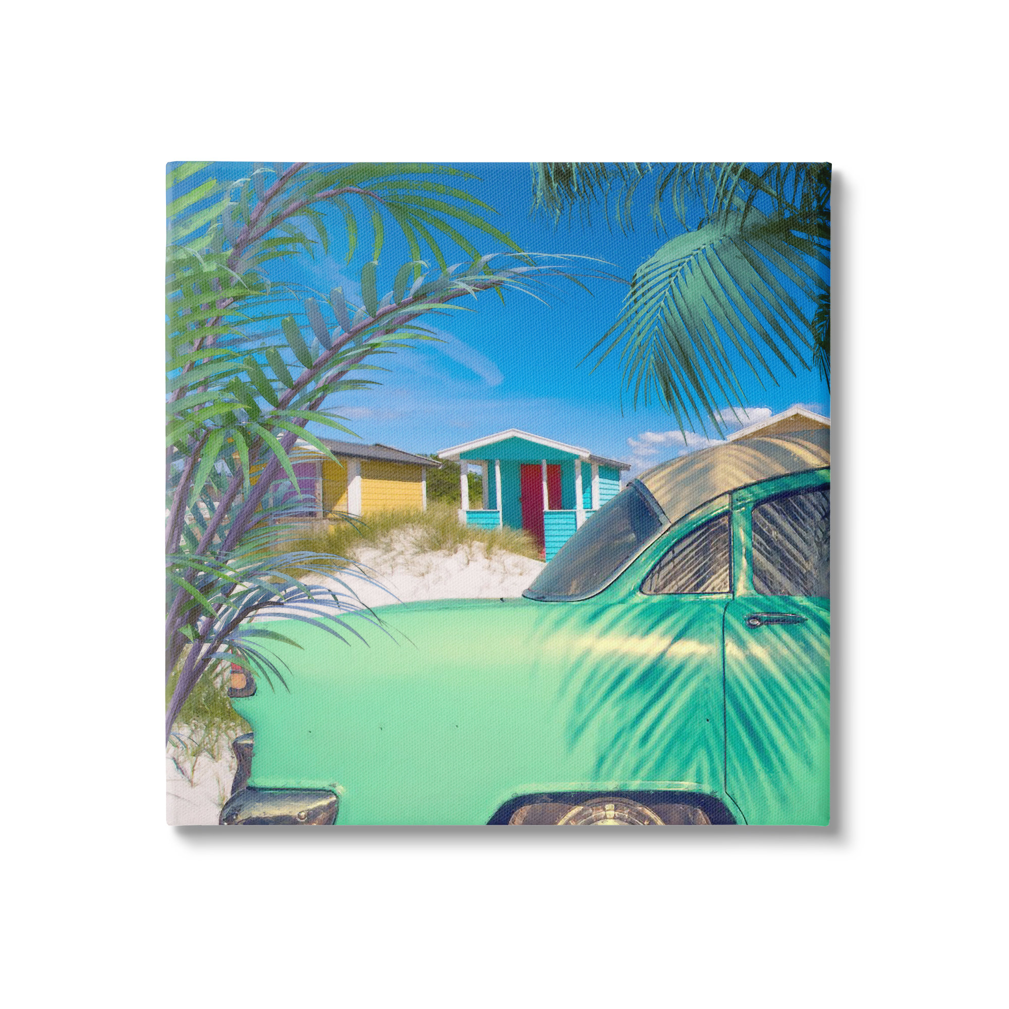 Stupell Industries Vintage Car Coastal Vacation Cottages by Steve ...