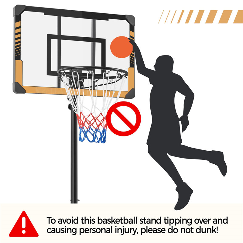 Yaheetech Height Adjustable Portable Metal Full-Size Basketball Hoop ...