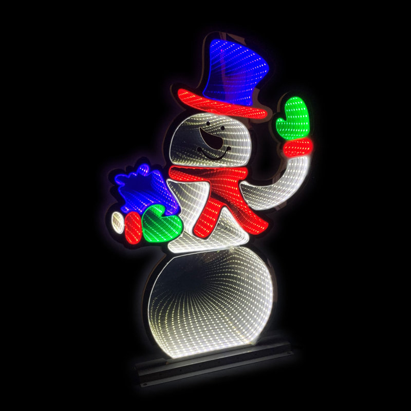 The Holiday Aisle® Christmas 30" Infinity Light Standing Snowman | Wayfair