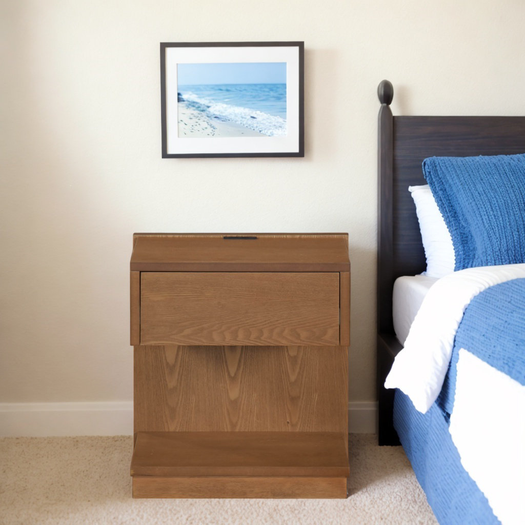 Latitude Run® Modern Brown Wooden Side Table With Drawers Open Platform ...