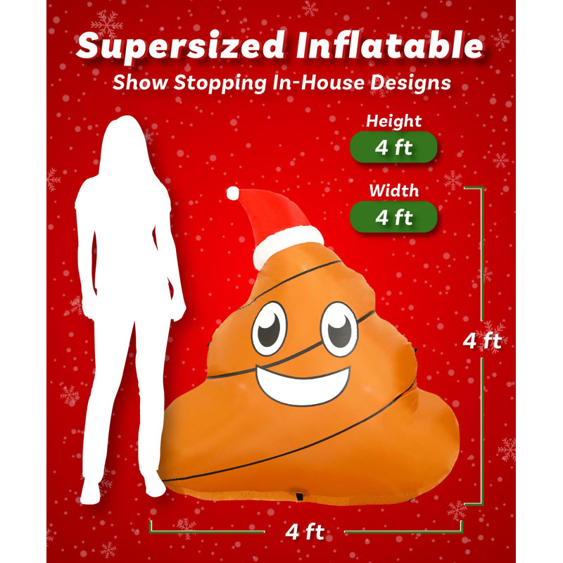 Latitude Run® 4FT Christmas Poop Inflatable with LED Lights – Giant ...