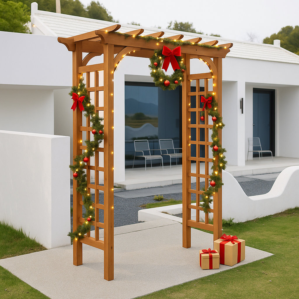 Arlmont & Co. Minaa 61" W x 26" D Solid Wood Garden Arches Arbor ...