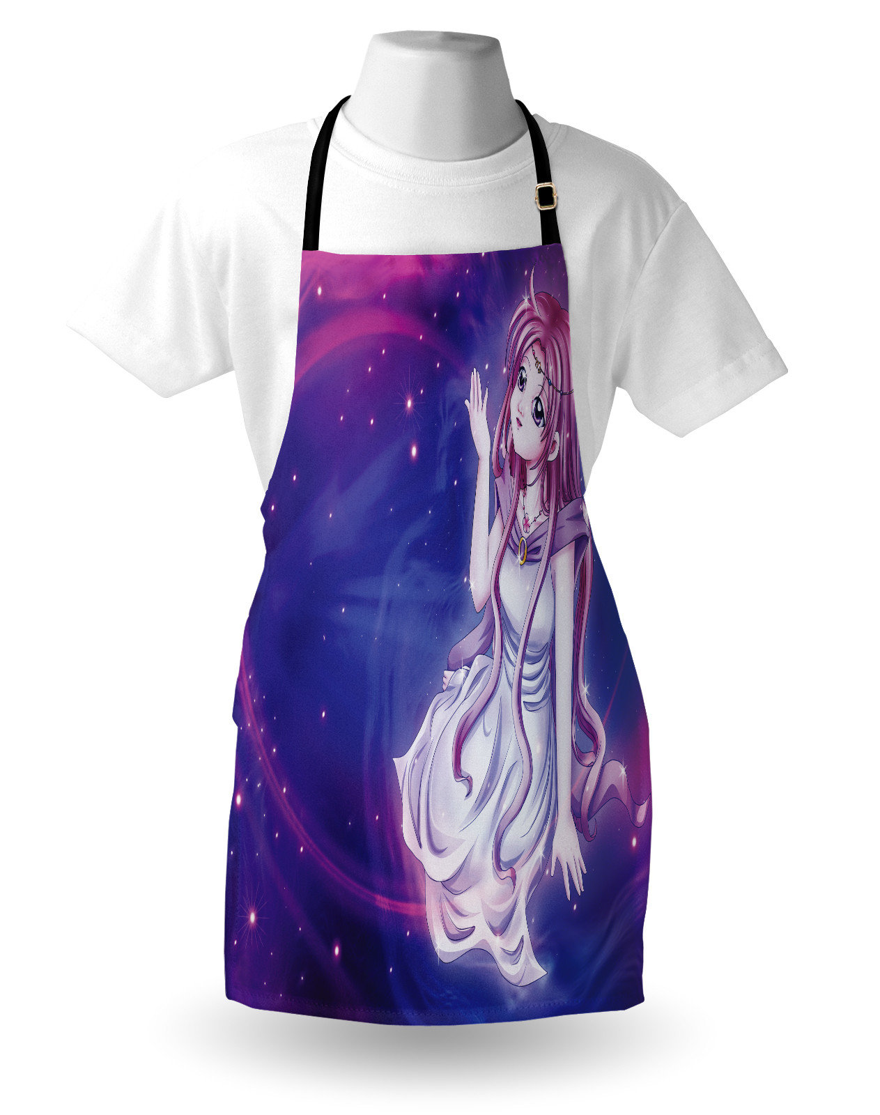 East Urban Home Anime Apron Unisex, Purple Anime Sitting, Adult Size ...