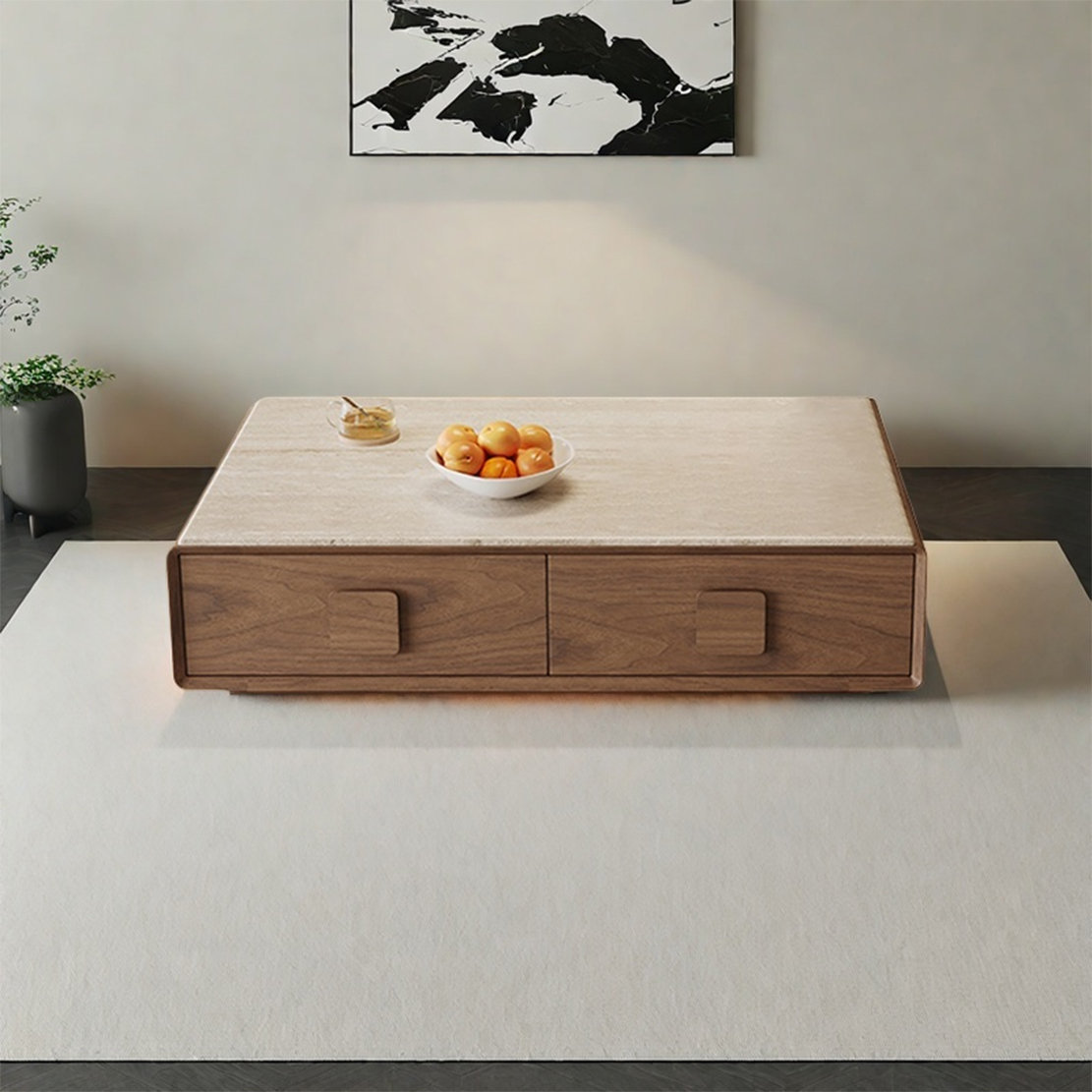 Wu's StylishVault Table basse simple carrée en pierre micro-cristalline ...