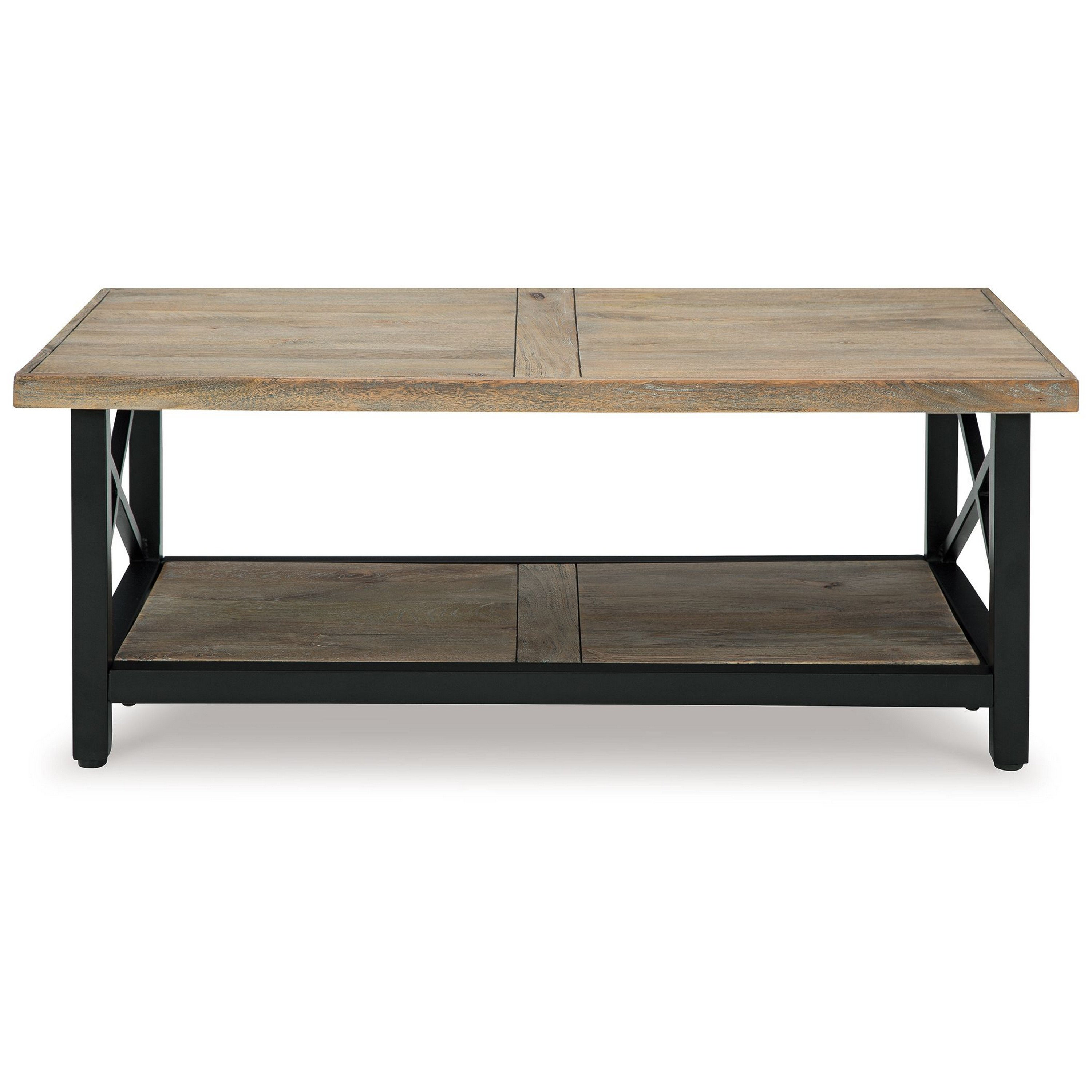 Benjara Sten Coffee Table, Rectangular Brown Mango Wood, 46 Inch Black ...