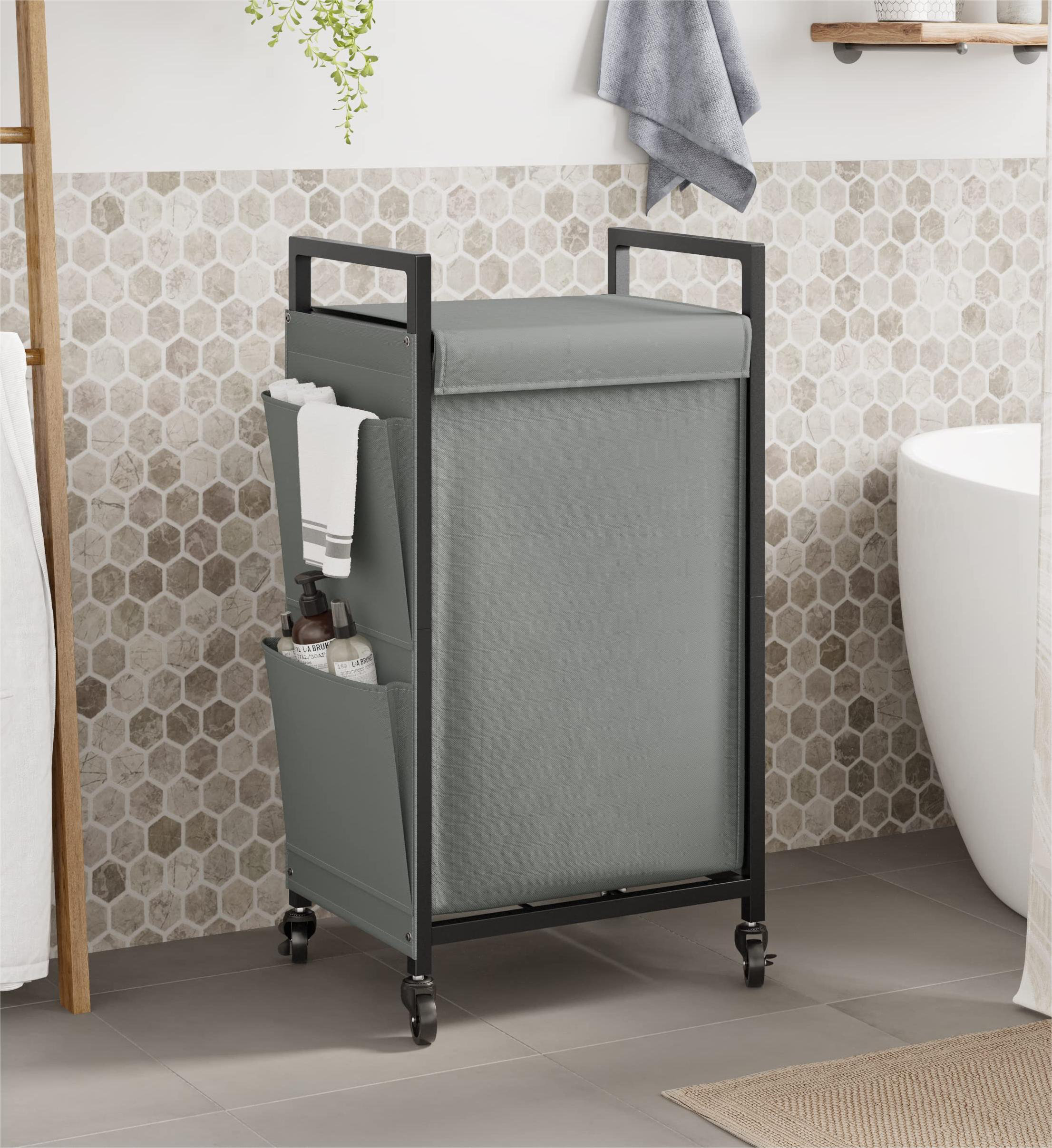 Latitude Run® Rolling Laundry Hamper With Lid,Large Laundry Basket ...