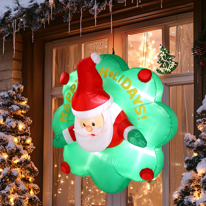 The Holiday Aisle® 4 Ft. Inflatable Santa Claus Christmas Window ...