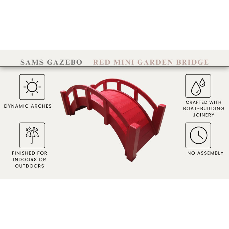 Sams Gazebos Miniature Red Japanese Garden Bridge 25 inches | Wayfair