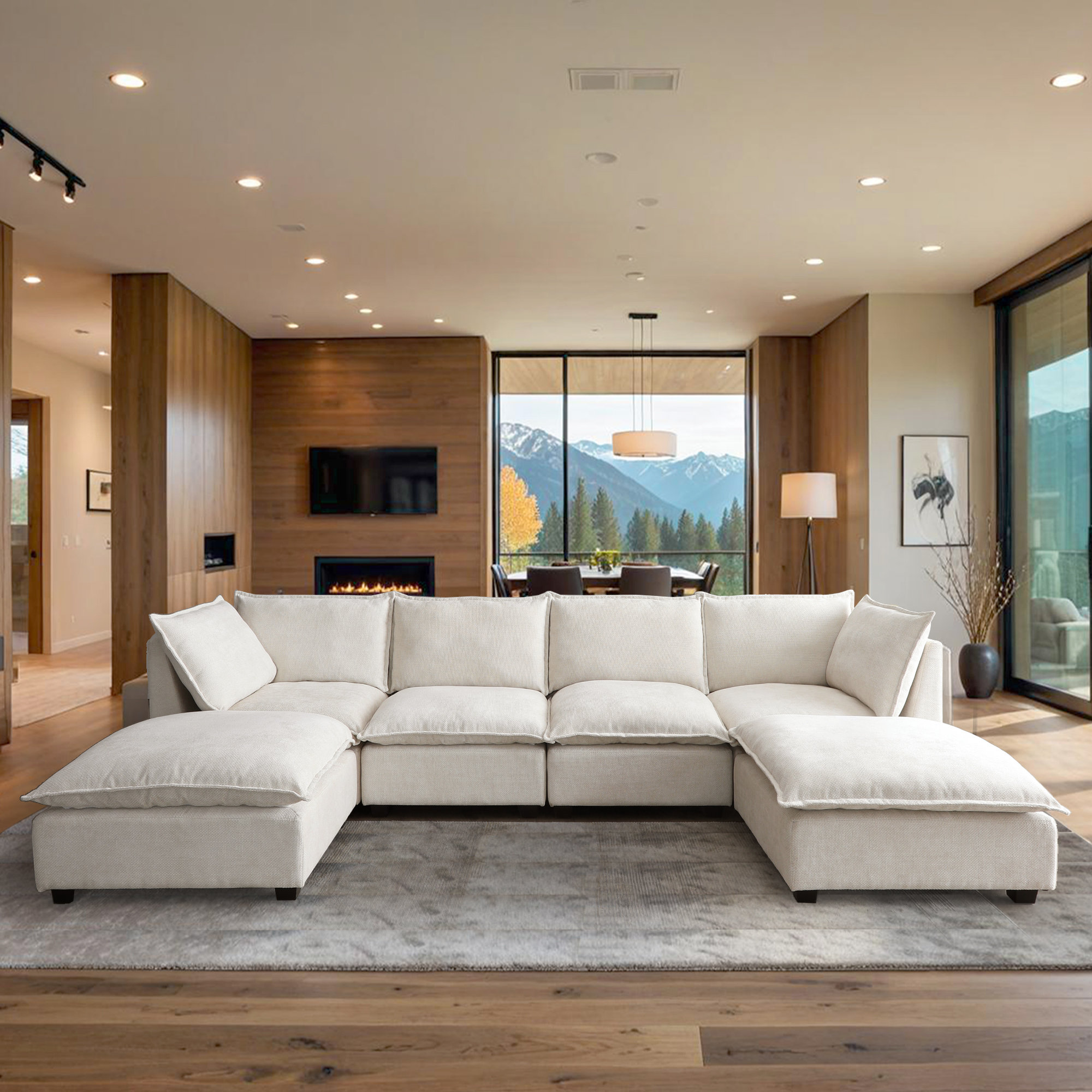 Latitude Run® Kierran Dearborn 130"W 6 Piece Chenille Modular Sectional ...