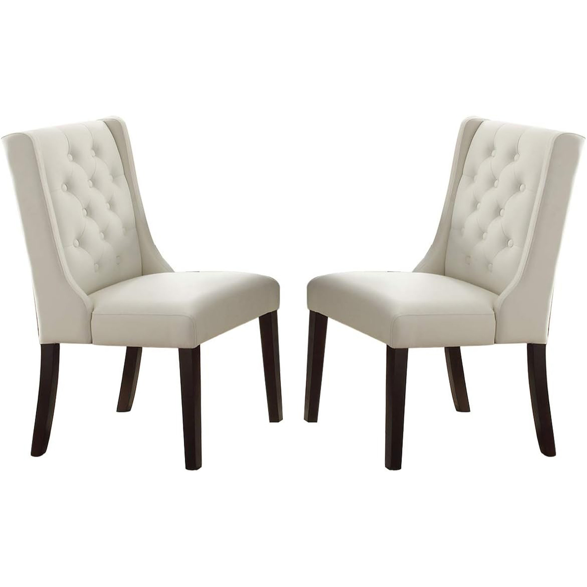 Everly Quinn Modern Faux Leather Tufted Set Of 2 Chairs Dining Seat ...