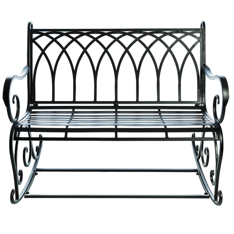 Fleur De Lis Living Black Metal Rocking Garden Bench & Reviews | Wayfair