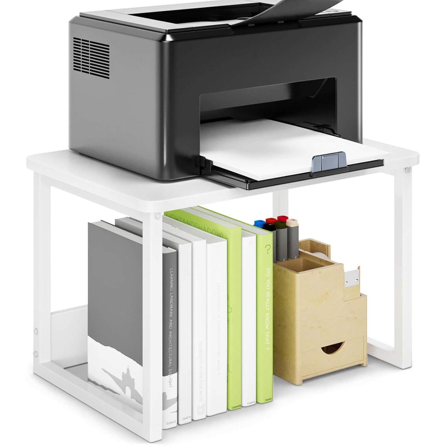 TIFONE Desktop Printer Stand with Storage, Heavy-Duty Under Desk ...