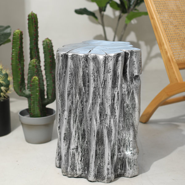 DOWLVN Tree Stump Trunk Side End Table, Faux Wood Patio Table, Garden ...